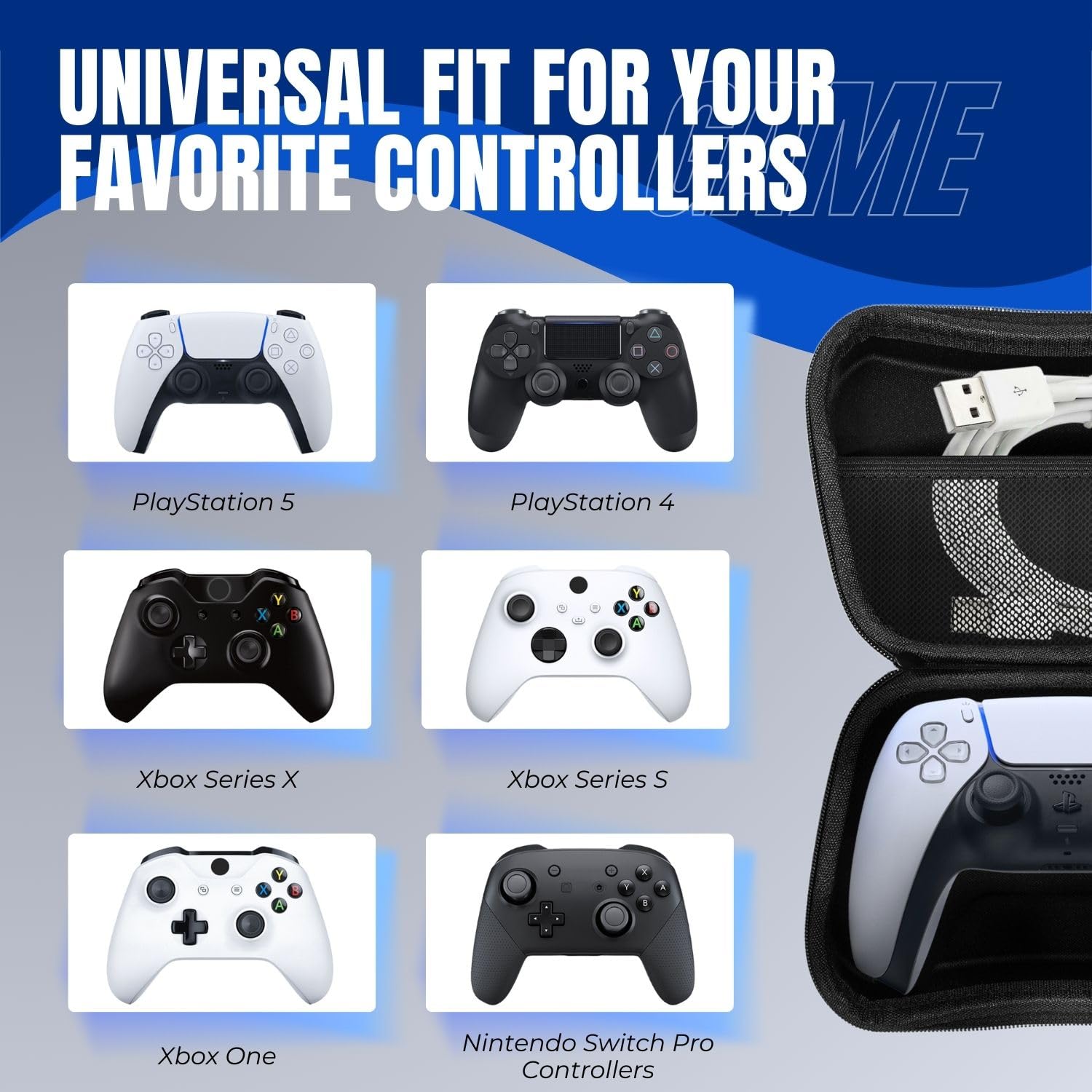 TNP Carrying Travel Storage Case for PS5 Controller, PS4 Controller, Xbox series X / S / Xbox One Controller, Nintendo Switch Pro Controller Holder Hard Shell Protective Cover EVA Accessories Pocket
