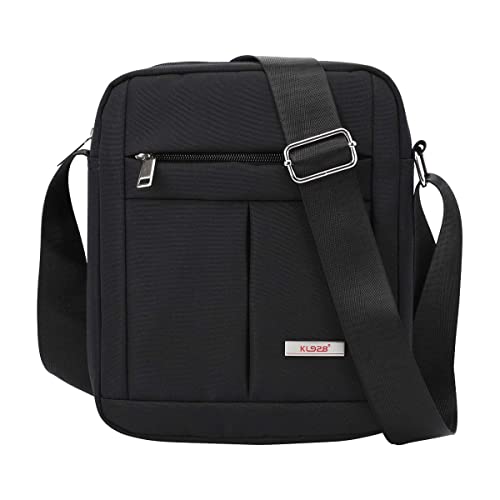 KL928 Men's Messenger Bag - Crossbody Shoulder Bags Travel Bag Man Purse Casual Sling Pack for Work Business (1401-2-Black)