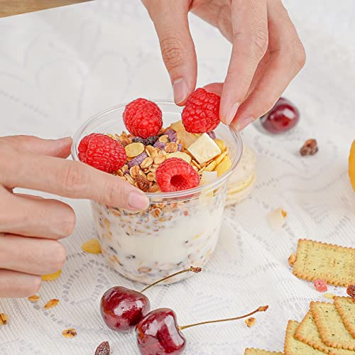 PartyMars [50 Set] 10oz Ice Cream Cups With Dome Lids - For Ice Cream Cups, Snack bowl, yogurt con granola and Take Away Food Container and Desserts