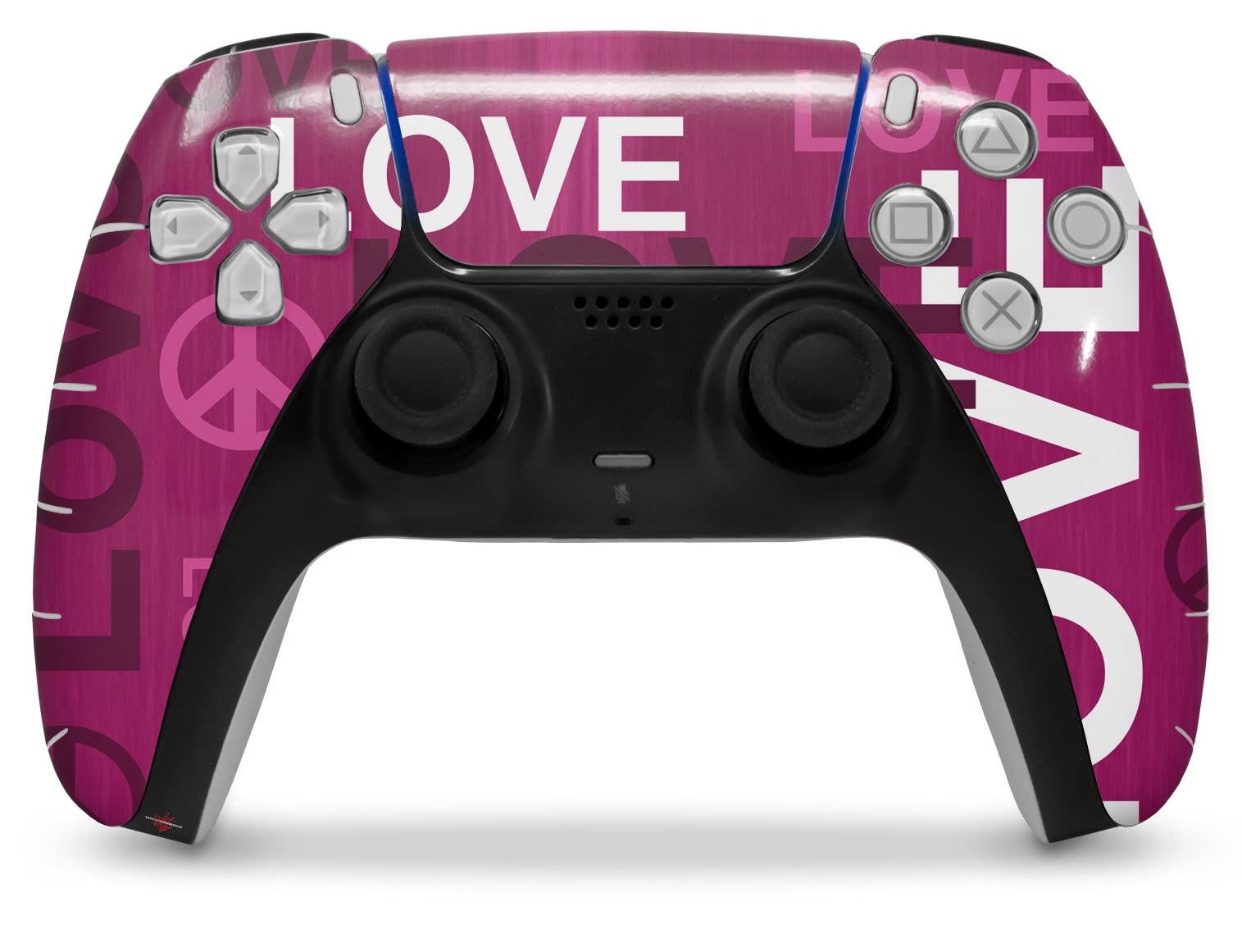 WraptorSkinz Skin Wrap compatible with Sony PS5 DualSense Controller Love and Peace Hot Pink (CONTROLLER NOT INCLUDED)