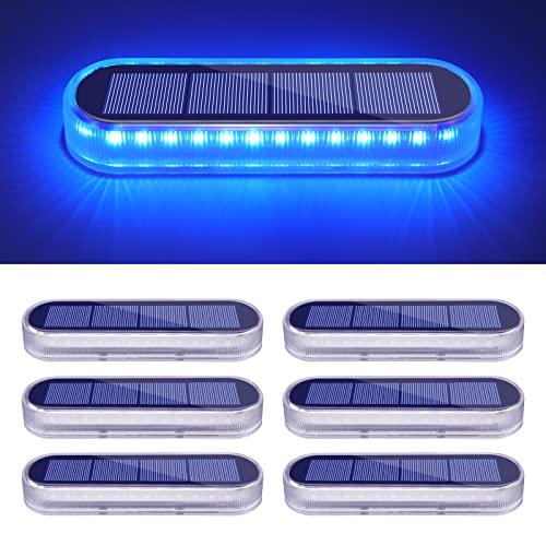 Honalia Solar Dock Lights Marine, 6 Pack Solar Driveway Lights Stick on Dock Lights Solar Powered Waterproof IP68, Blue Solar Lights Outdoor for Driveway Deck Patio Walkway Pathway Backyard.