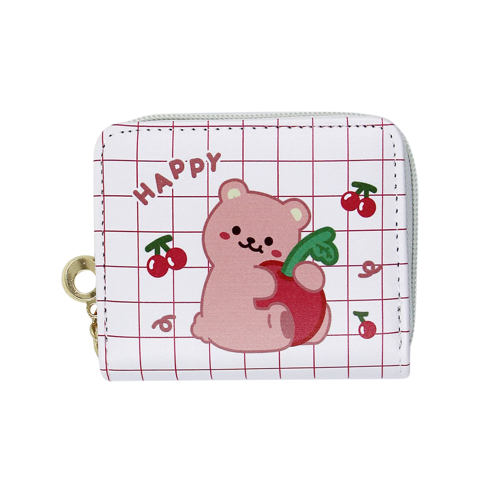 Cute Cartoon Print Slim Wallet for Women Credit Card Holder Small Zip-Around Coin Purse Card Case Organizer