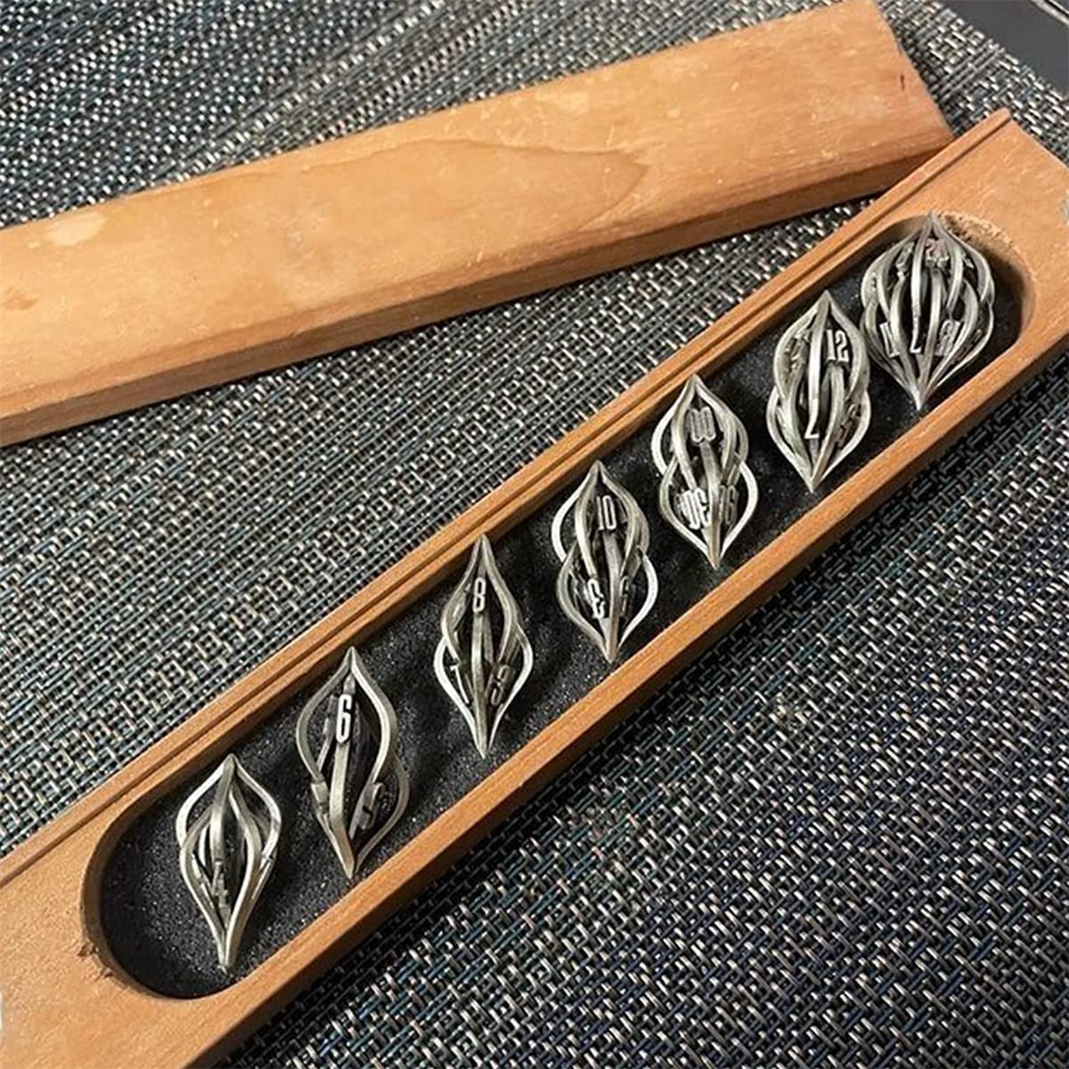 DAYMED The Arcanum Dice Set for Table Games, Hollow Polyhedral Dice Metal Dice Set DND RPG MTG Game 3D Printed Dice Set，Dice Set for Table Games, with Exquisite Wooden Gift Box