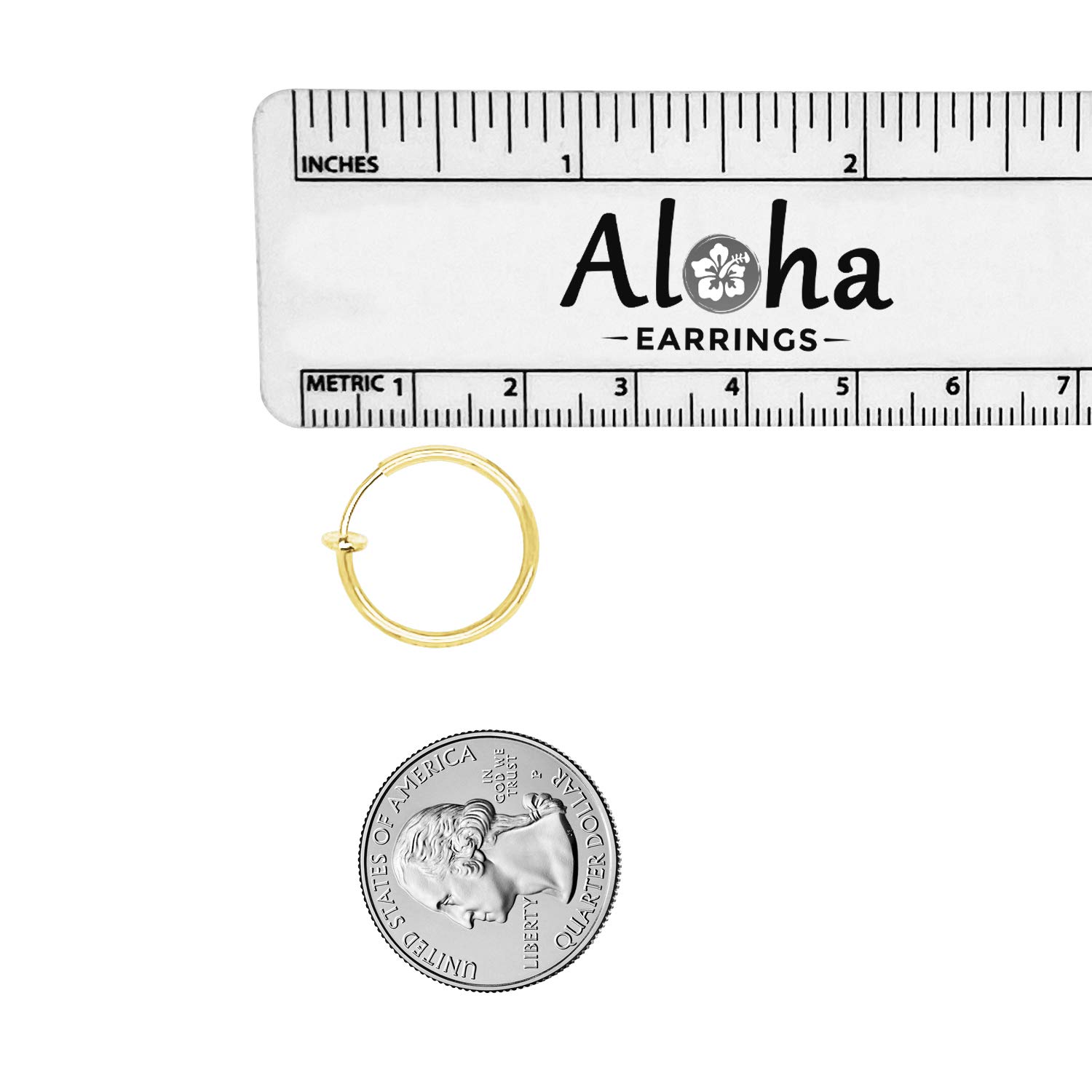 Clip On Spring Hoop Earrings for Non-Pierced Ears (17mm, Gold-Tone)