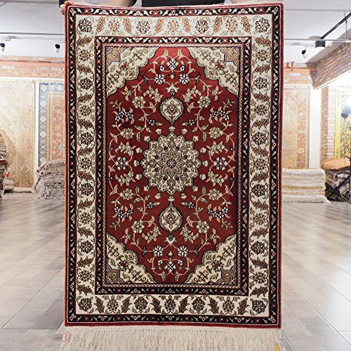 YILONG CARPET 2x3ft 100% Hand Knotted Silk Rug Persian Oriental Carpet 812B2x3