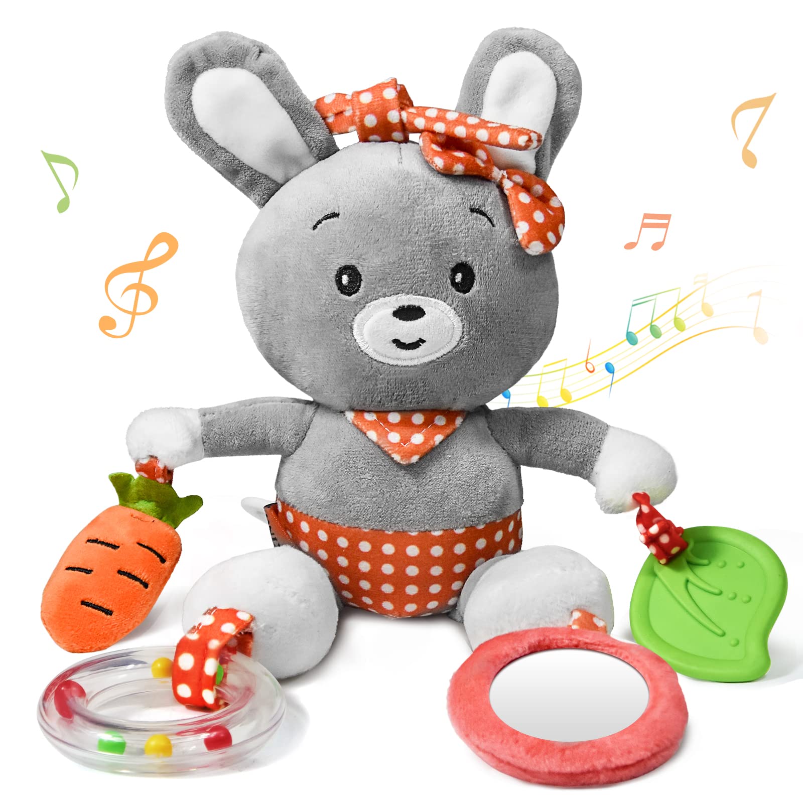 stochastic box Stroller Rattles for Baby, Rattle Music Toy, Car Seat Music Toy for Boys/Girls Newborn Toys 0 3 6 Months Brain Development Rabbit