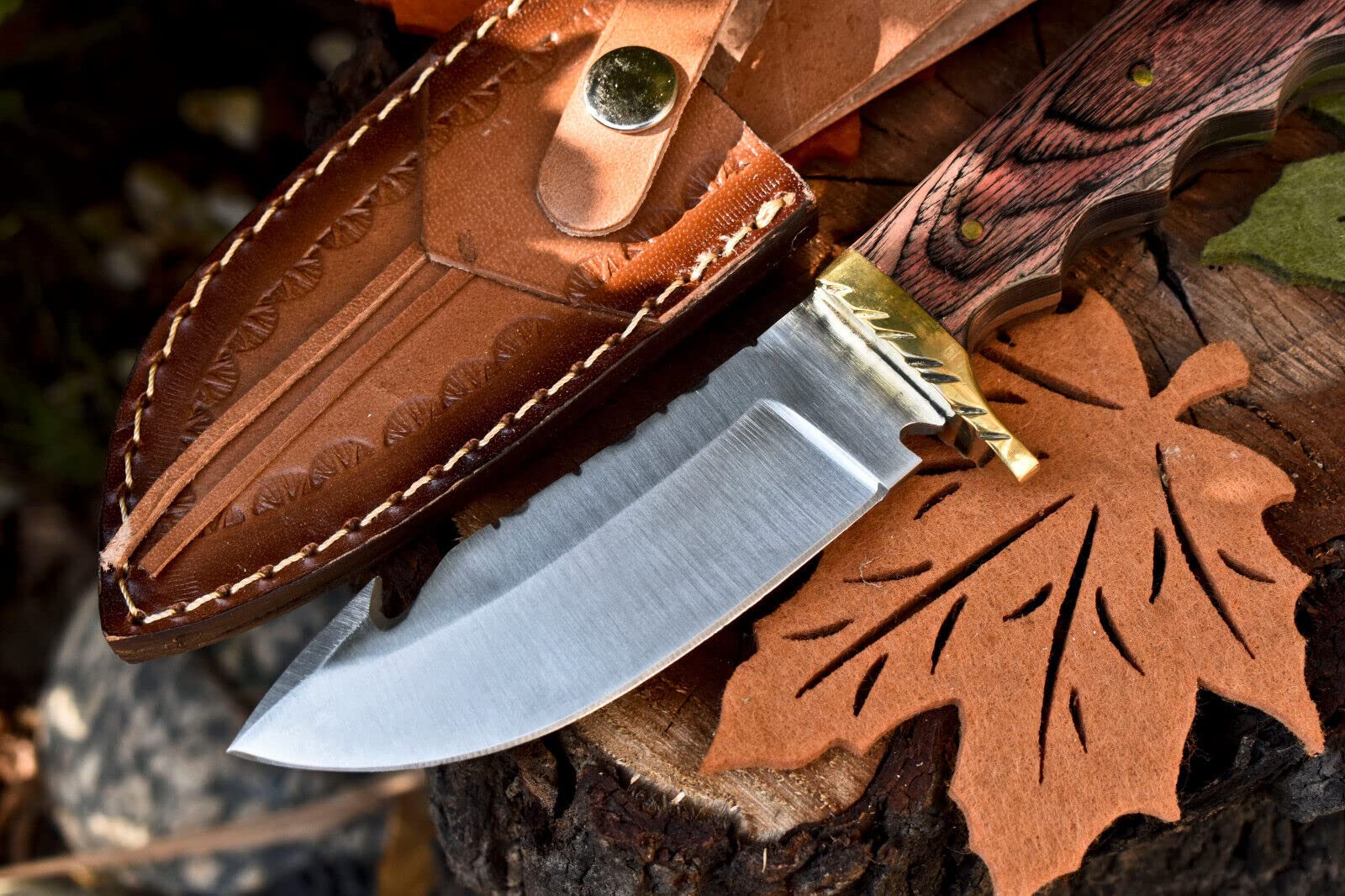 Cutlery Salvation 8.0" Custom Handmade D2 Steel Blade Hunting Knife | Hard Wood