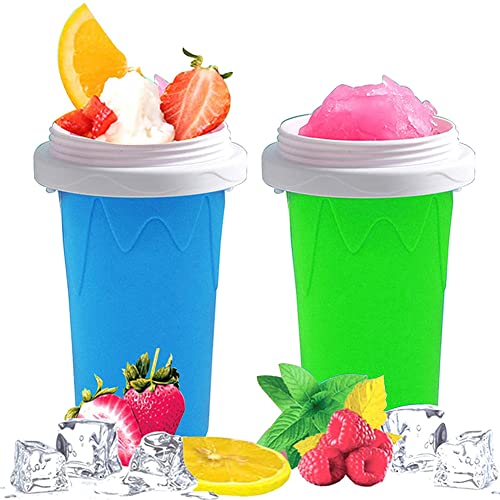 SBOQIXFM Slushie Maker Cup,Milkshake Maker Slushy Machine with,Magic Quick Frozen Smoothies Cup, DIY Homemade Squeeze Icy Cup (blue)