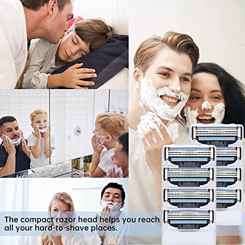 Razor Blades Refills for Mach3, Mens Razor Blades, Turbo Razor Blades Refills for Gillette, with Precision Cut Stainless Steel Blades for Gillette, for Longer Hair Hard to Shave Spots (40Pcs)