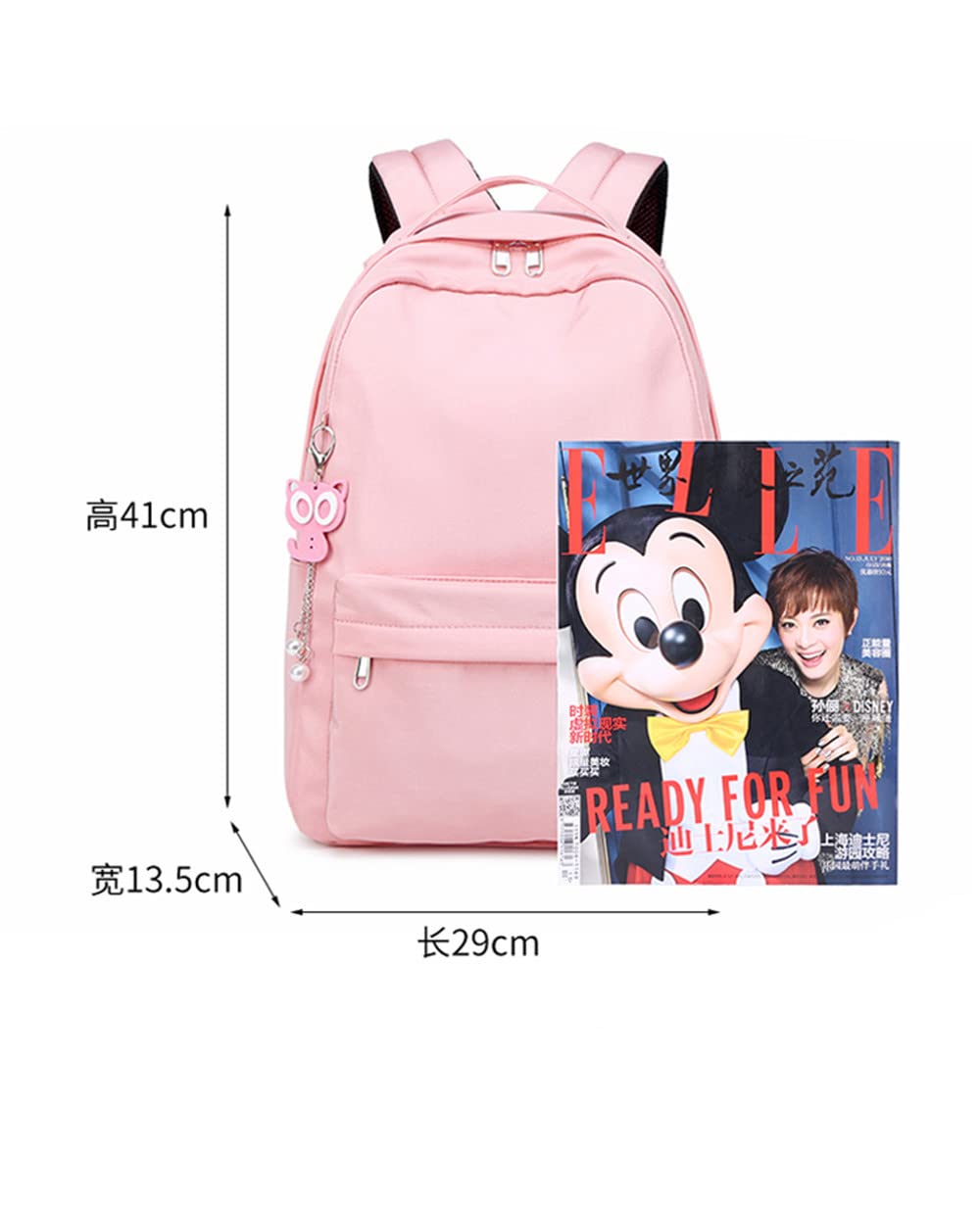 COSABZ Anime Anya Forger Backpack Cosplay Kawaii Backpack Schoolbag Mochila Bag With Pendant For Girls Pink (2)