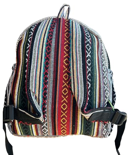 Gurkha Handmade Unique design Himalayan Hemp Backpack 13 IN Medium Hippie, Festival, Hiking & Tablet Laptop Backpack - Handmade In Mt. Everest Country Nepal