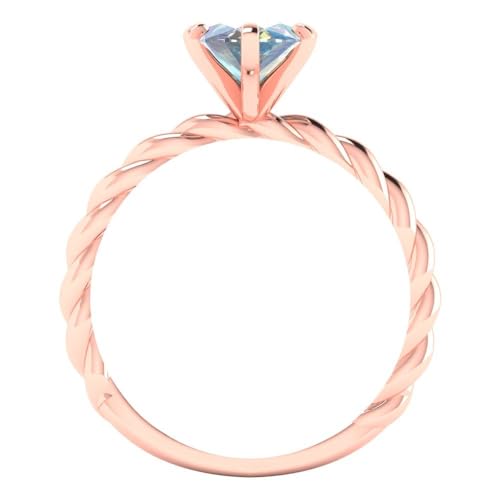 Clara Pucci 2ct Marquise Cut Solitaire Rope Twisted Knot Blue Moissanite Engagement Promise Anniversary Ring 18K Rose Gold Women 6.25