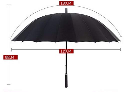 Lancoon 24 Ribs Large Umbrella Fashion Long Handle Straight Anti-UV Sun/Rain Stick Umbrella KS07Brown
