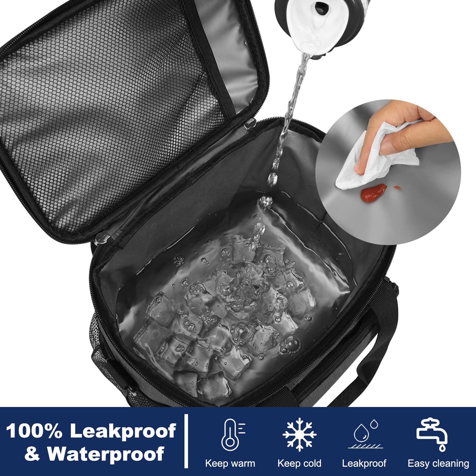 Deosk Lunch Box for Men/Women,Insulated Lunch Bag Cooler Bag,Leak-Proof Large Beach Cooler Adult Lunch Box for Work/Picnic/Travel(M-charcoal)