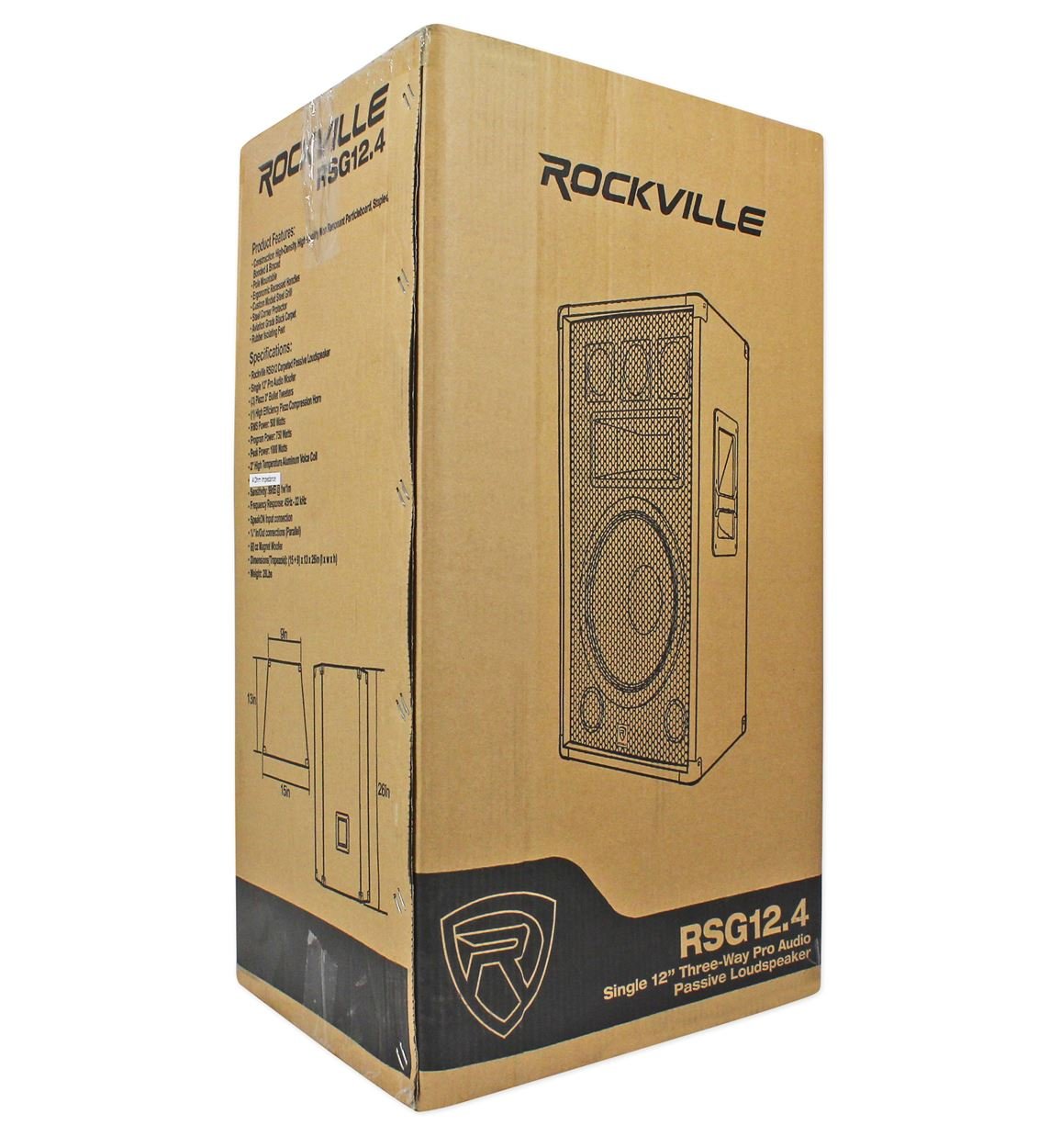 Rockville RSG12.4 12" 3-Way 1000W 4 Ω Passive DJ/Pro Audio PA Speaker, Black