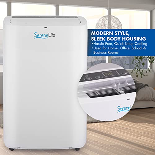 SereneLife SLPAC14.5 Portable Air Conditioner-Compact Home A/C Cooling Unit with Built-in Dehumidifier & Fan Modes, Includes Window Mount Kit (14,000 BTU), White