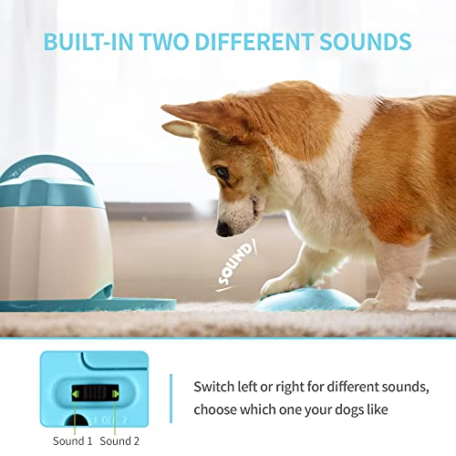 PETGEEK Automatic Dog Treat Dispenser, Dog Puzzle Memory Training Activity Toy- IQ Training Automatic Dog Cat Feeder Toy, Remote Dog Button Treat Dispenser for Dogs (Blue)