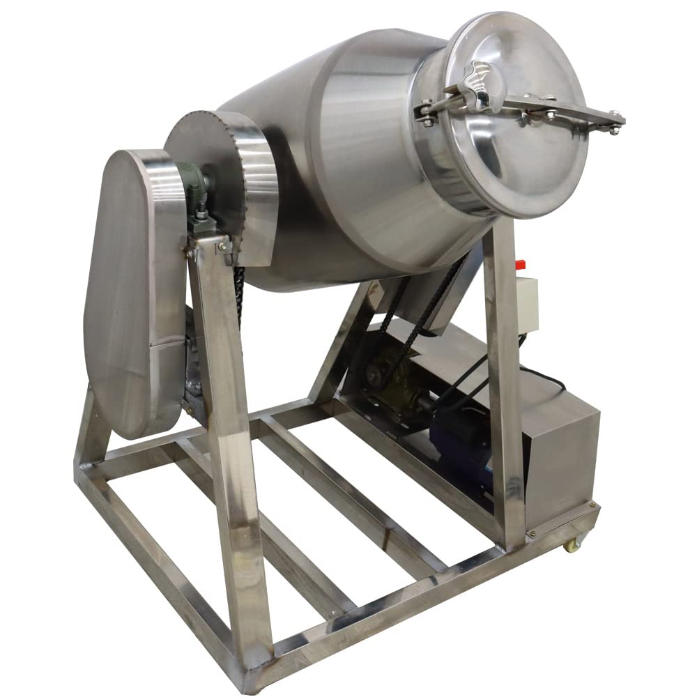 HayWHNKN 60L Dry Powder Mixer Blender Drum Particle Blender Mixing Machine 360°Rotation Metal Metallurgy Powder Blender for Feed Particle Granual 110V 2.2kw