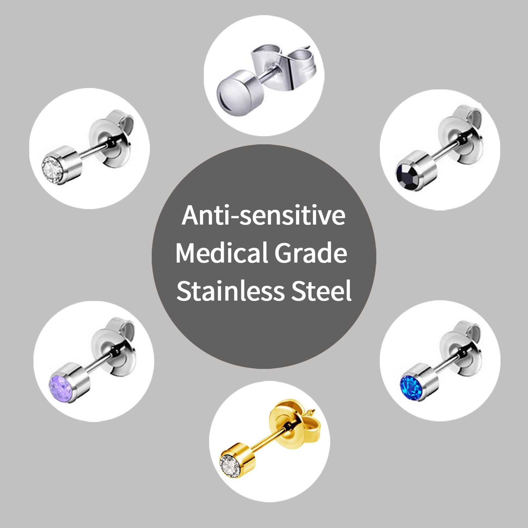 Ear and Nose Piercing Tool Stainless Steel Ear Piercing Gun with 18 Pairs Ear Stud for Salon and Home Use