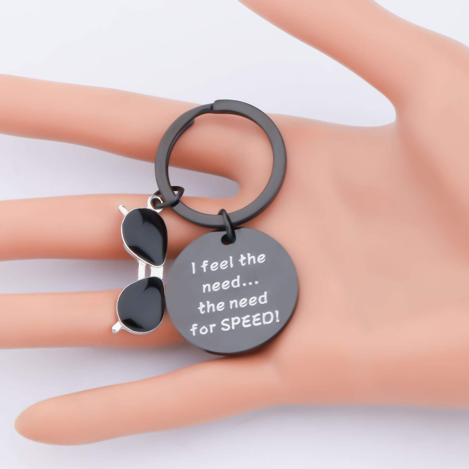 CENWA I Feel The Need The Need for Speed Aviator Glasses Charm Keychain Movie Gift for Fans(I Feel The black-K)