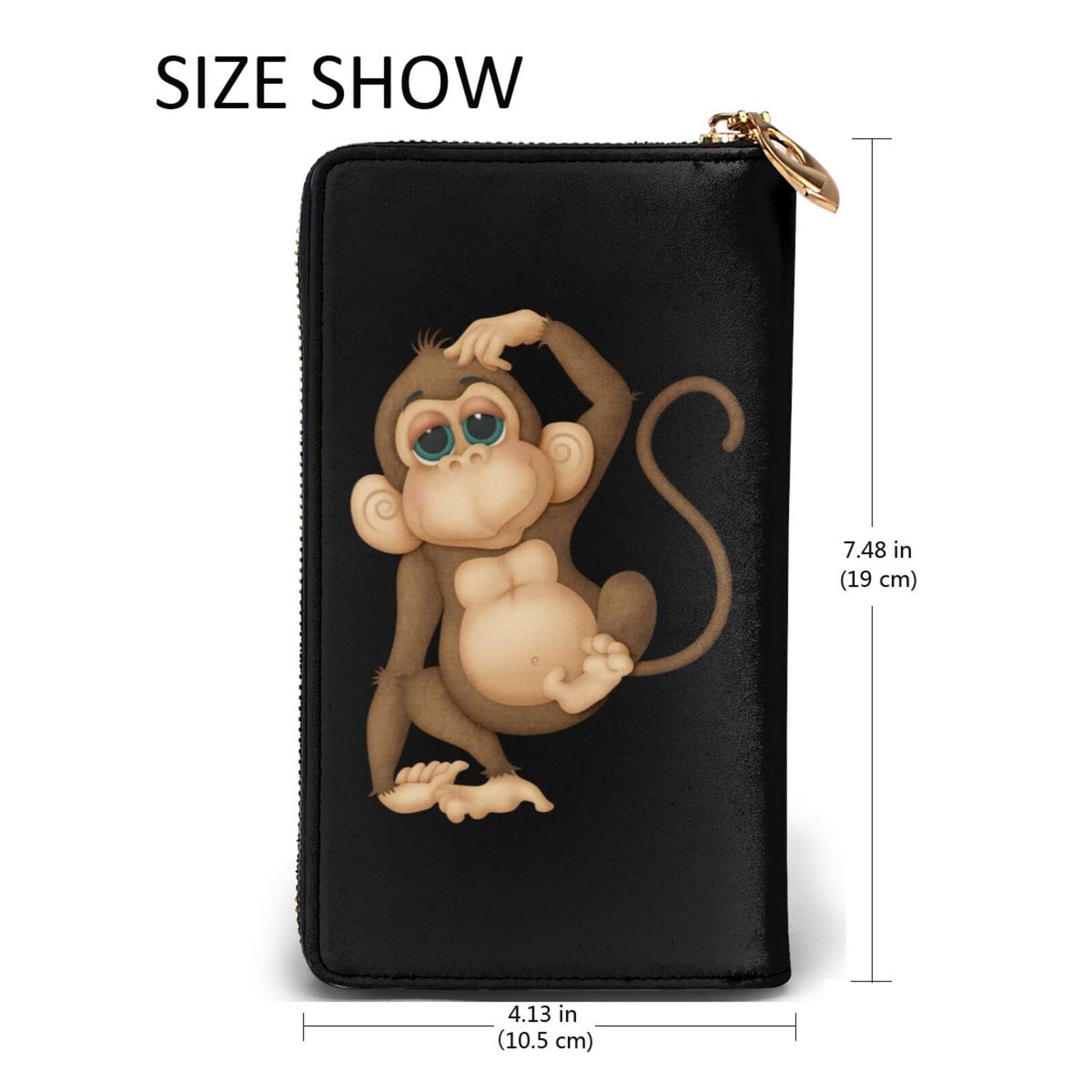 cute monkey Women's European wallet can hold 12 cards Travel passport wallet, family passport folder Modern/Fit