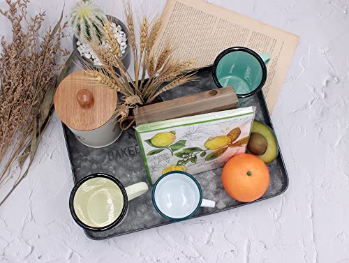 Funerom 13.8 x 9.8 inchs Rectangle Galvanized Serving Tray with 3D Letters,Gray
