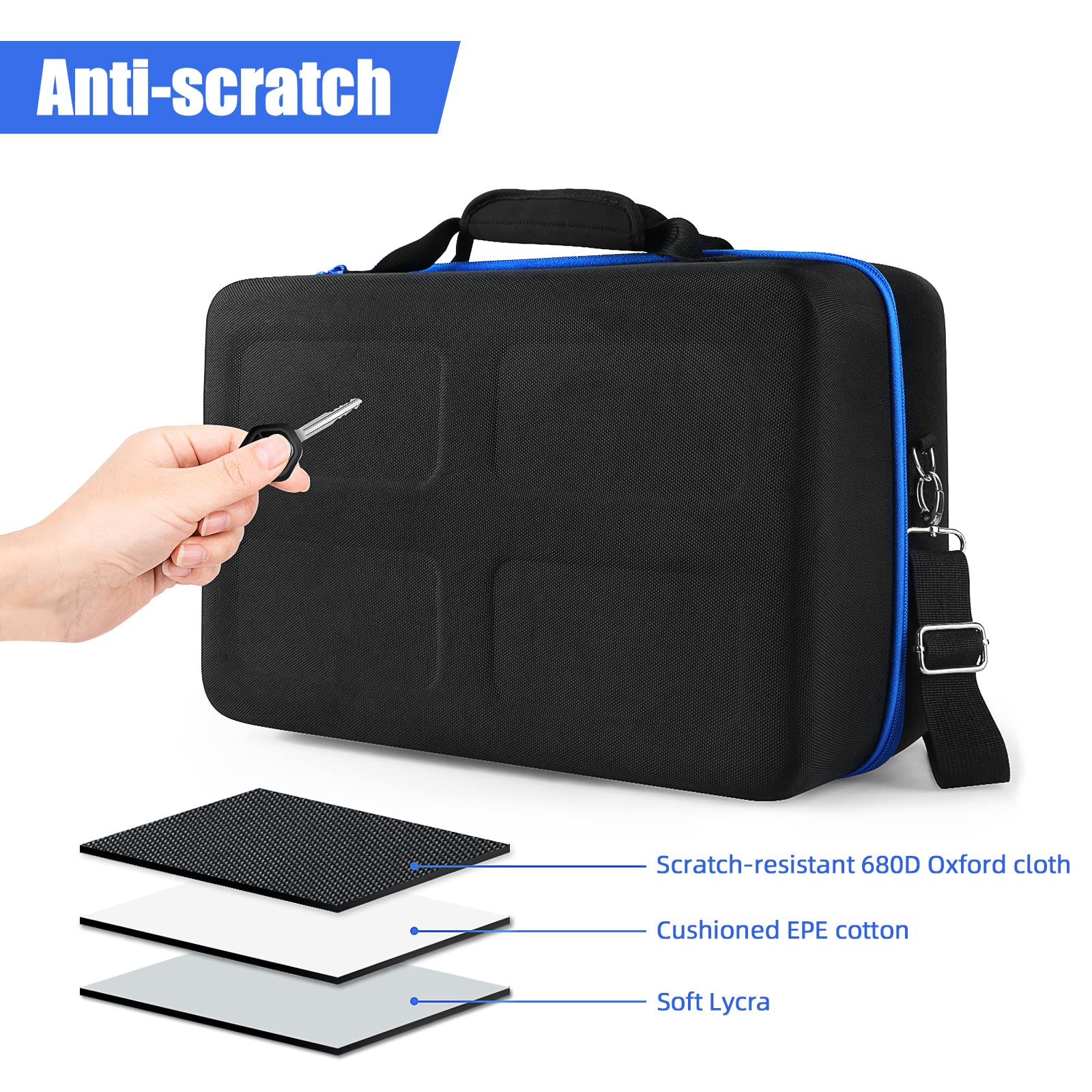 Hard Shell Carrying Case for Playstation 5 Console, Travel Case for PS5 Compatible with Disc& Digital Edition with Base On, Storage Bag for PS5 DualSense Controllers/Pulse 3D Headset/Cords and Other Accessories