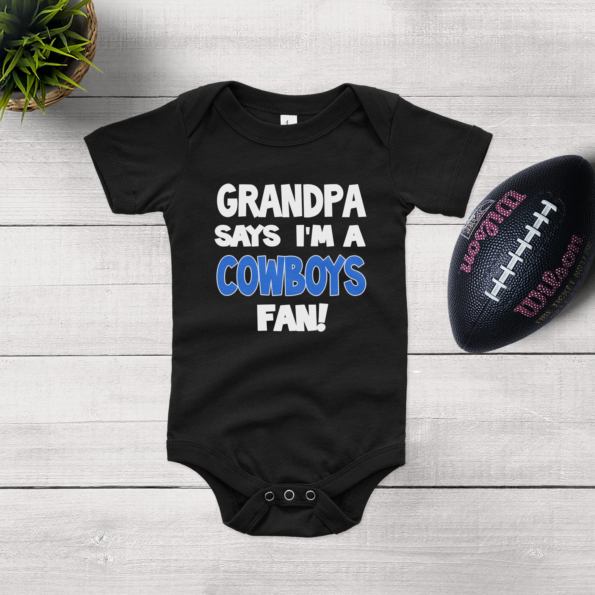 NanyCrafts' Grandpa Says I'm a Cowboys Fan Baby Bodysuit 6 Months Navy