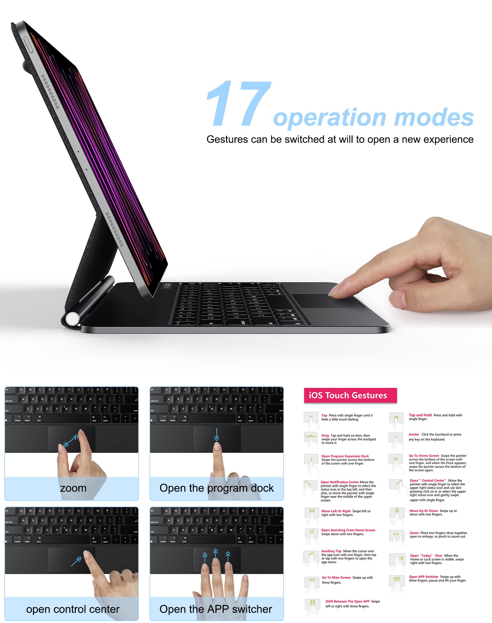 DBFNIA Magnetic Keyboard Case Compatible with iPad Pro 12.9 6th Generation 2022, [Smart Wake-up][Sensitive Touch] Wireless Keyboard Touchpad Cover with Pen Holder for iPad Pro 12.9 5/4 Gen, White