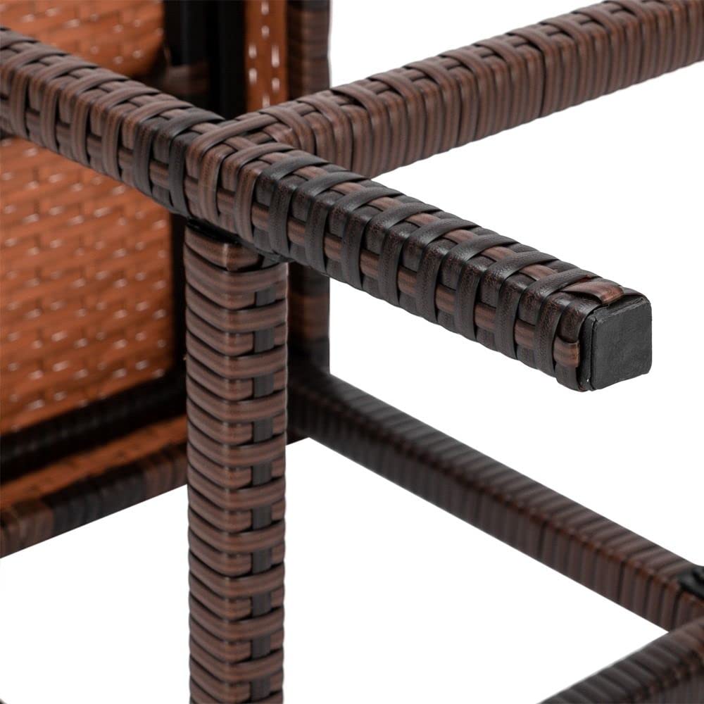 FRITHJILL Patio Bar Stool Set of 4, Outdoor Wicker 24-inch Bar Height Stools, Brown Backyard Rattan Chair