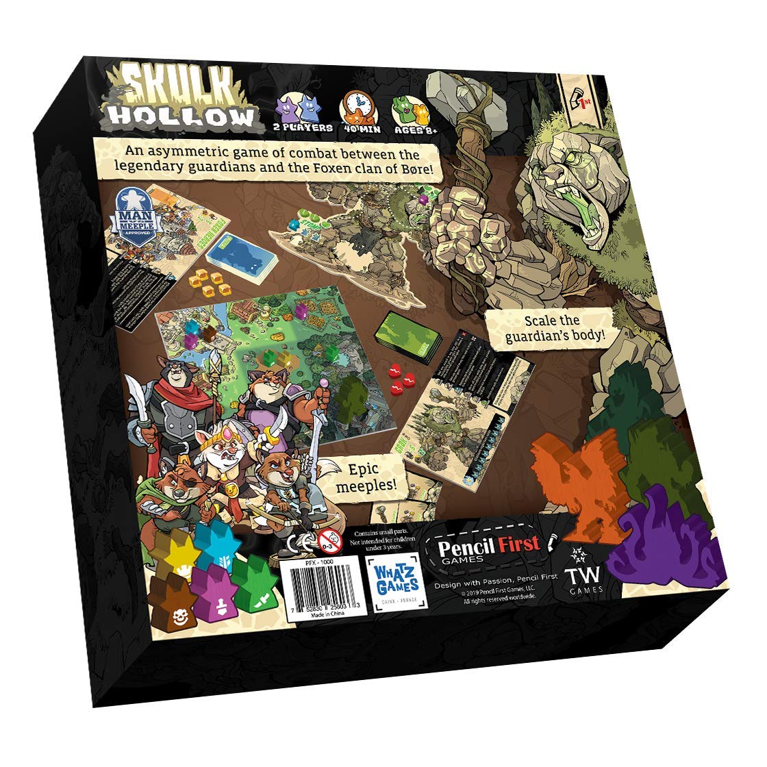 Pencil First Games: Skulk Hollow Board Game – an Asymmetric Tactics Game of Giant Guardians and Clever Foxes, 2 Players, Ages 12 and up