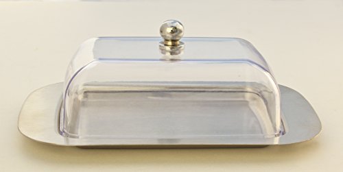 Zoie + Chloe Stainless Steel Butter Dish with Easy to Hold Lid