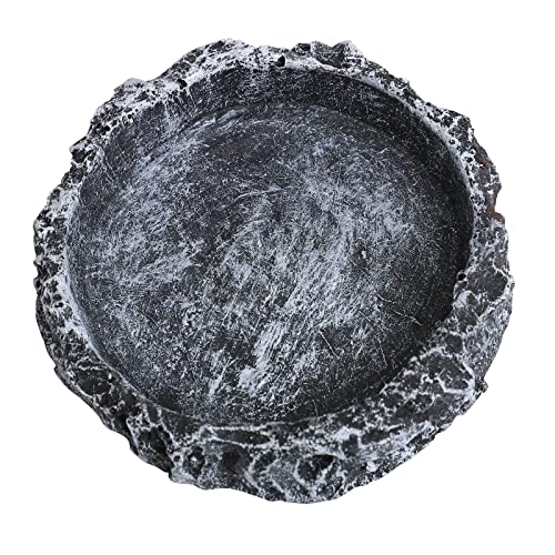 Set of 2 Slate Reptile Basking Rock Platform, Reptile Feeding Water Dish Food Bowl