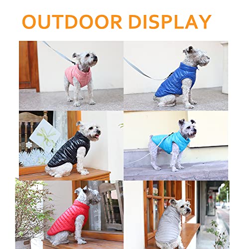 Harikaji Dog Winter Coat with D Ring,Super Light Small Dogs Warm Coat Zip Waterproof Pet Cat Warm Jacket Vest Apparel for Small Medium Dogs(Pink,L)
