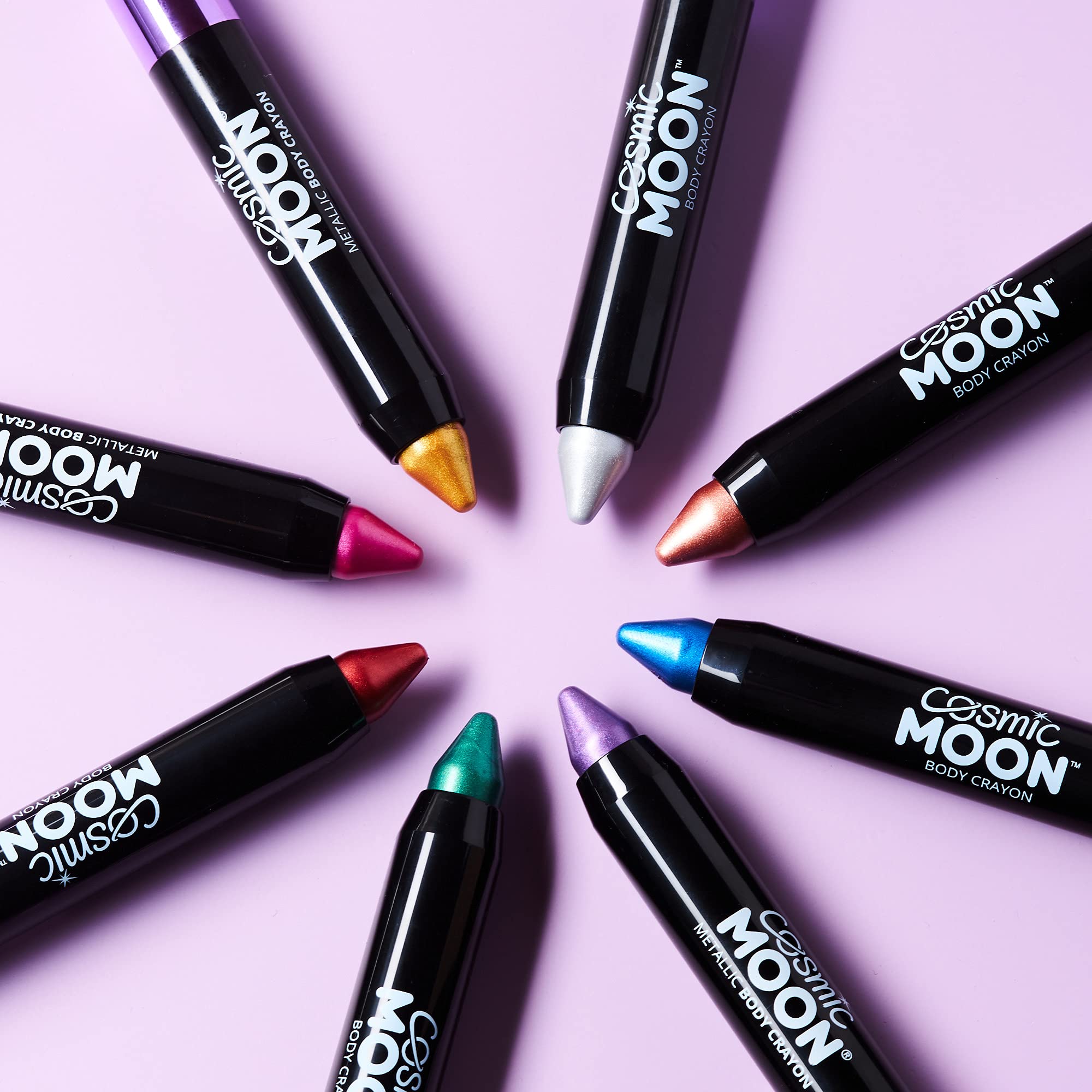 Cosmic Moon - Metallic Face Paint Stick / Body Crayon makeup for the Face & Body - 0.12oz - Easily create metallic designs like a pro! - Gold