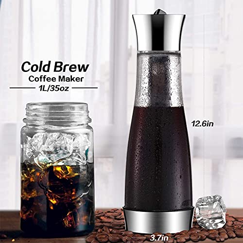 GRFIT Coffee Kettle Coffee Maker Pot Leakproof Thick Glass Cold Brew Cafetera Filter Coffee Pot Tea Infuser Percolator Tool Espresso Maker Coffee Kettle Flow Spout for Coffee and Tea, XXCCHH-2021