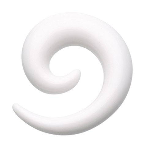 Cosmic - Tapers/Hangers Solid Acrylic Ear Gauge Spiral Hanging Taper - 4 GA (5mm) - White - Sold as a Pair