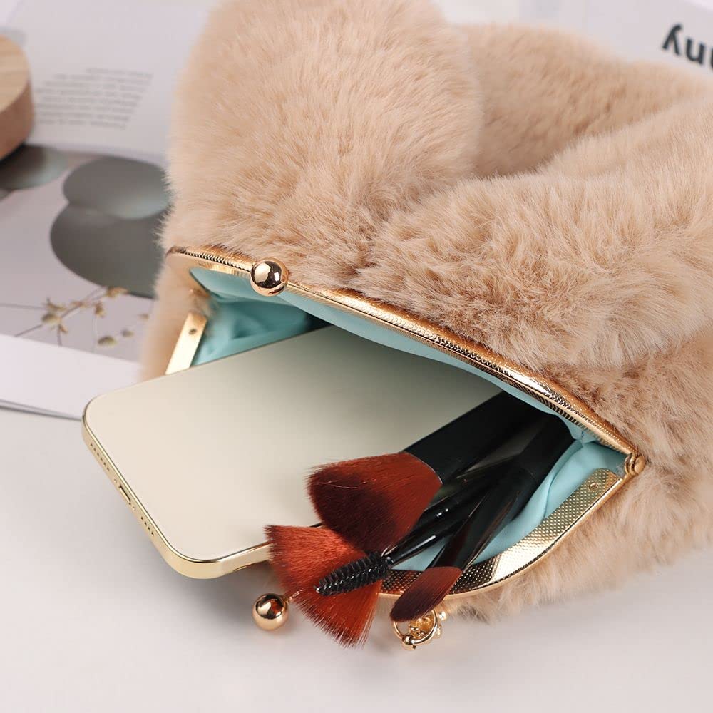 Cute Rabbit Ear Plush Bags for Women, Bunny Ear Chain Crossbody Bags (Pink)