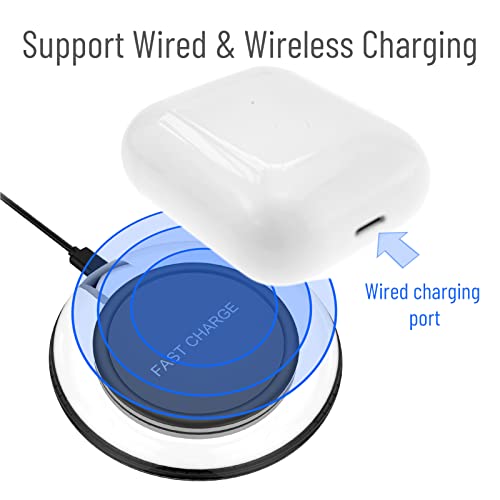 Kenko Back Wireless Charging Case Compatible with AirPods 1 & 2 Generation, Replacement Charger Case with Bluetooth Pairing Sync Button, White