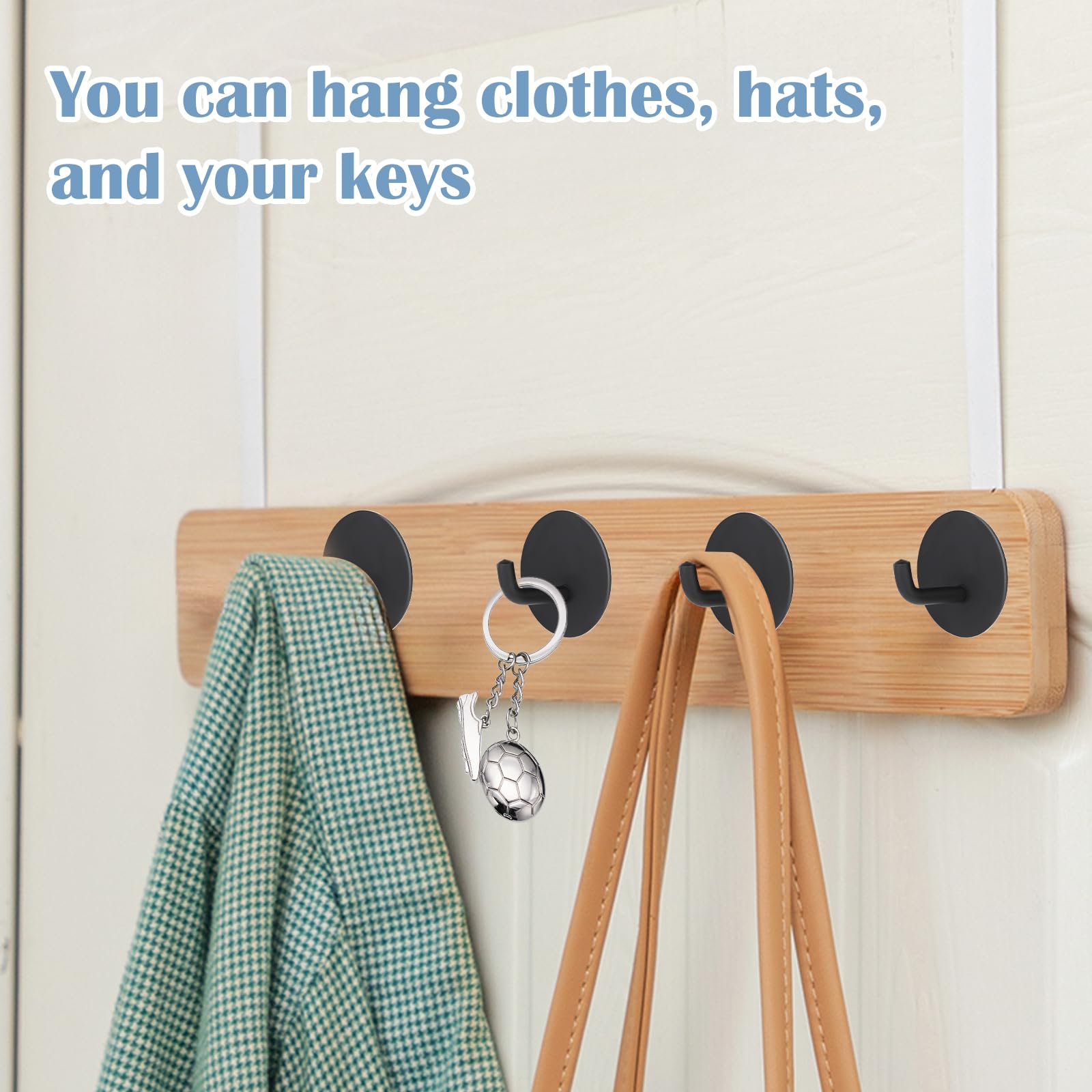 KALIONE 4 Packs Adhesive Hooks Stainless Steel Shower Hooks Wall Hooks for Hanging Black Heavy Duty Hooks Stick On Hooks, Kitchen Hooks Shower Wall Hooks for Kitchen Livingroom Bathroom