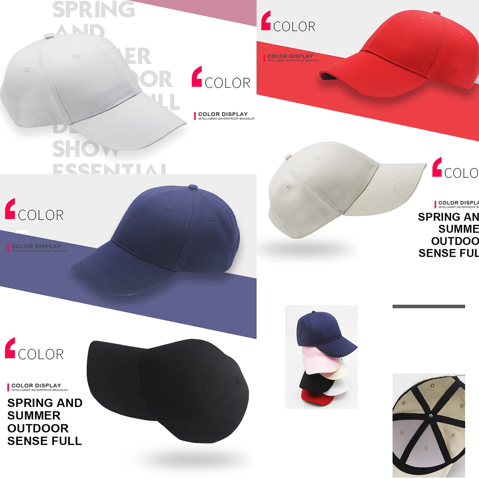 Classic Baseball Cap Low Profile Adjustable Cotton Caps for Running Cycling Hiking Golf DriveUnisex Dad Hat Fits Men Women, All Cotton Made (red + Blue)