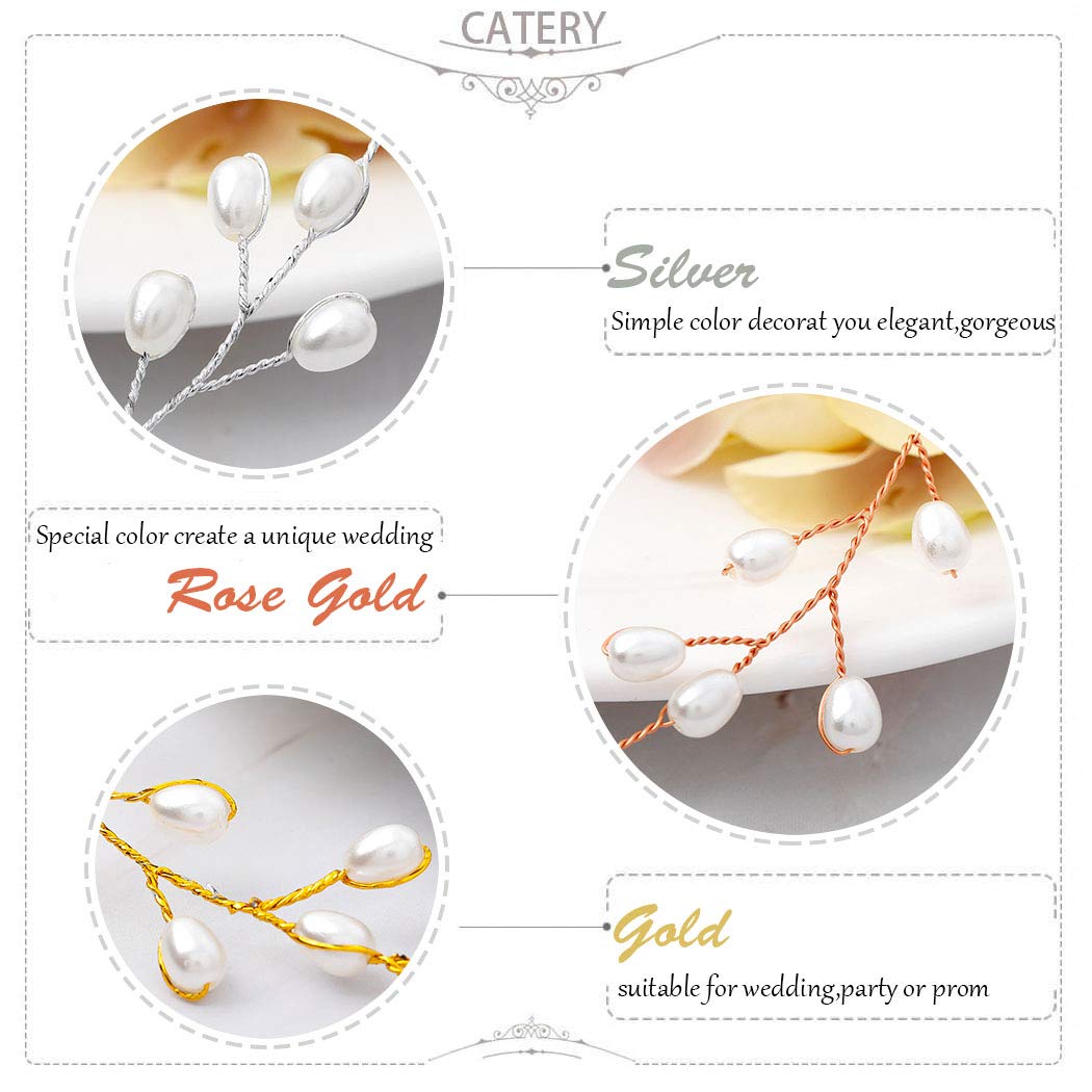 Catery Bride Wedding Headband Pearl Hair Vine Braid Headpieces Bridal Hair Accessories for Women(Sliver)