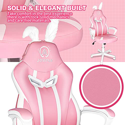 JOYFLY Pink Video Gaming Chair for Kids, Gamer, Girls, Teens Adults Computer Chair Silla Ergonomic Chair(Pink-White)