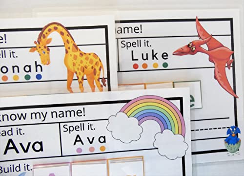 Personalized Dry Erase Name Mat Montessori Preschool Learning Activity (Pastel Rainbow)