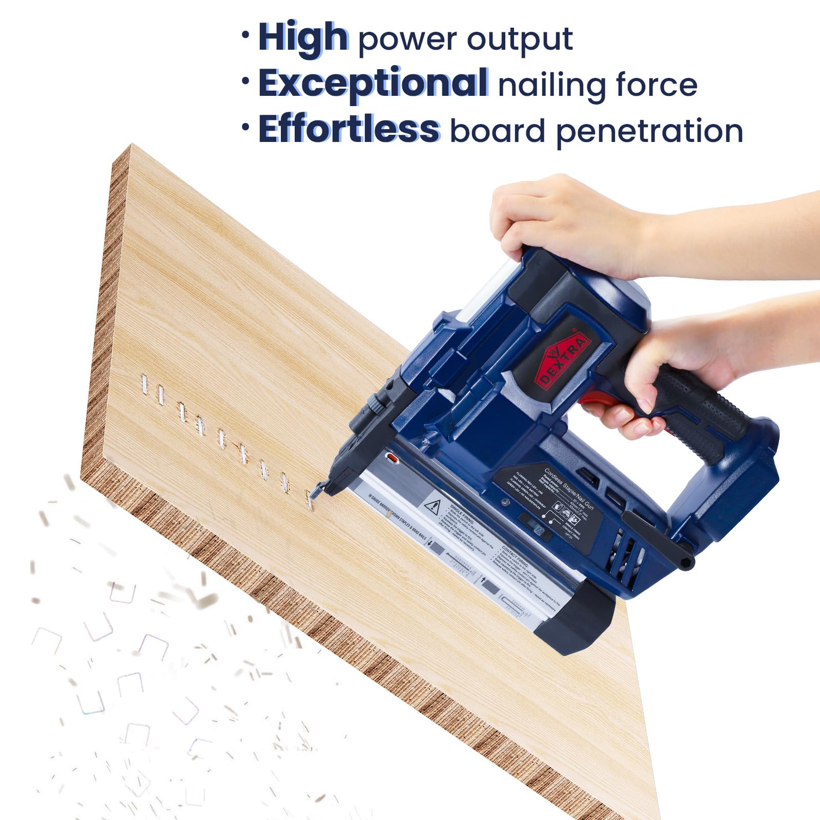 Dextra Cordless Electric Nail Gun 20V, 18 Gauge 2 in 1 Cordless Nail Gun/Staple Gun, Battery Powered with 2.0Ah, Fast Charger,Brushless Motor,Staples and Nails for Trim,Carpenter,Upholstery