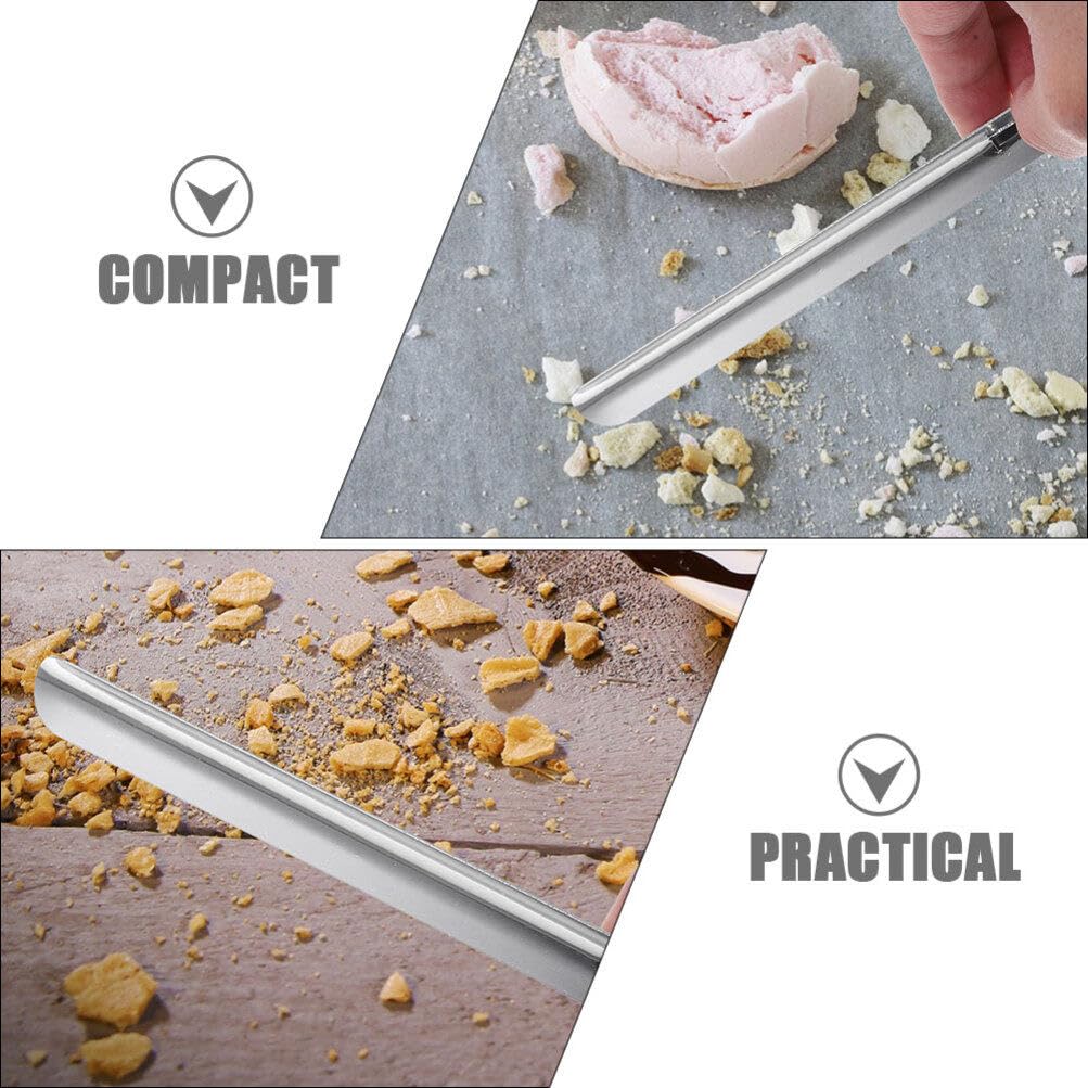Healeved Crumb Sweeper, 5Pcs Stainless Steel Restaurant Crumb Cleaners Crumb Scraper Food Remover Desk Cleaning Tool for Tablecloth Waiters Waitresses Servers Silver