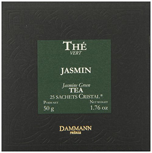 Dammann Freres Sachets, Vert Au Jasmin Tea Bags, Premium Gourmet French Jasmine Green Tea, 25 Count (Single Pack)