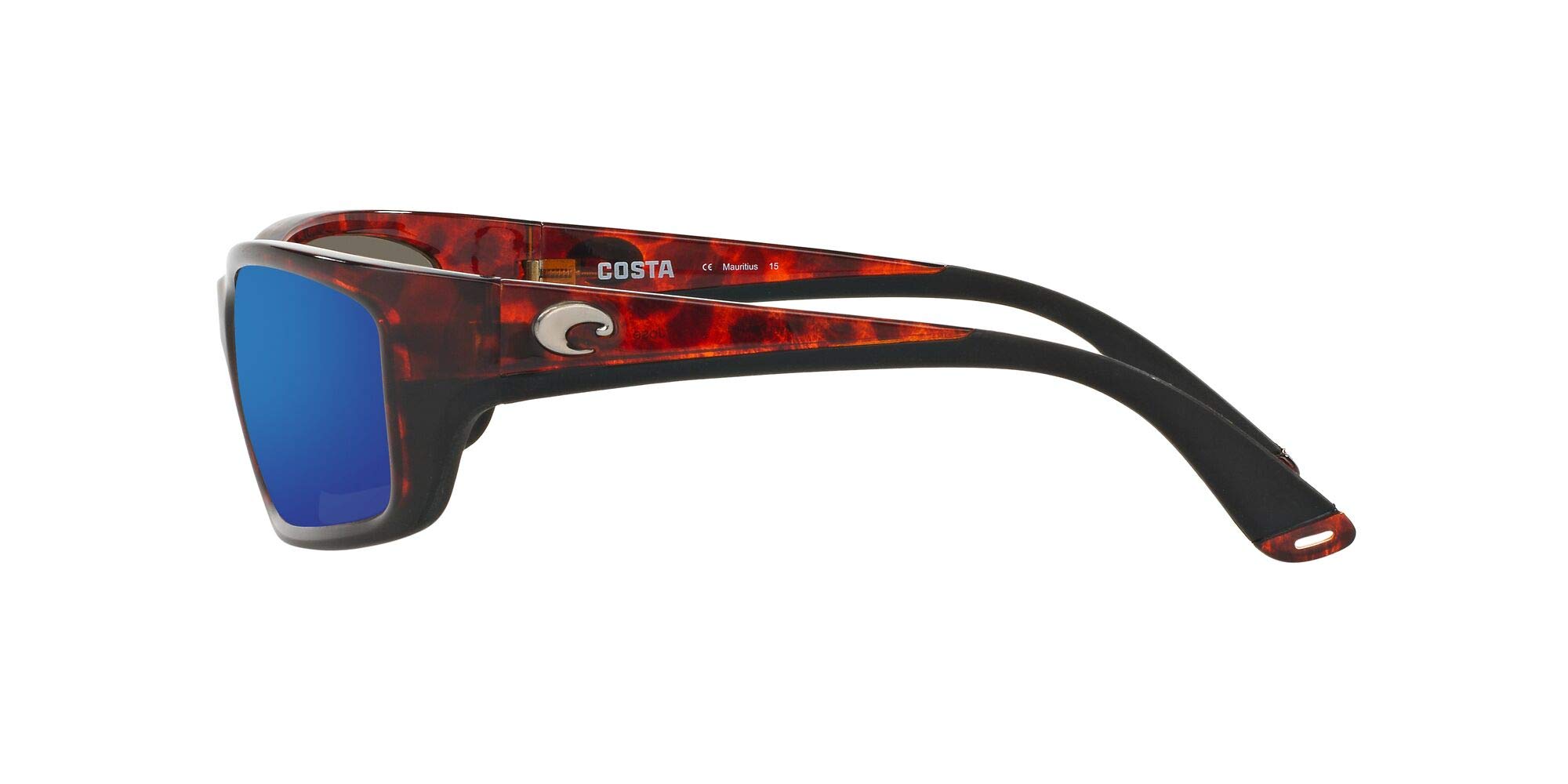 Costa Del Mar Mens Jose Rectangular Sunglasses, Blackout/Sunrise Silver Mirrored Polarized 580G, 62 mm