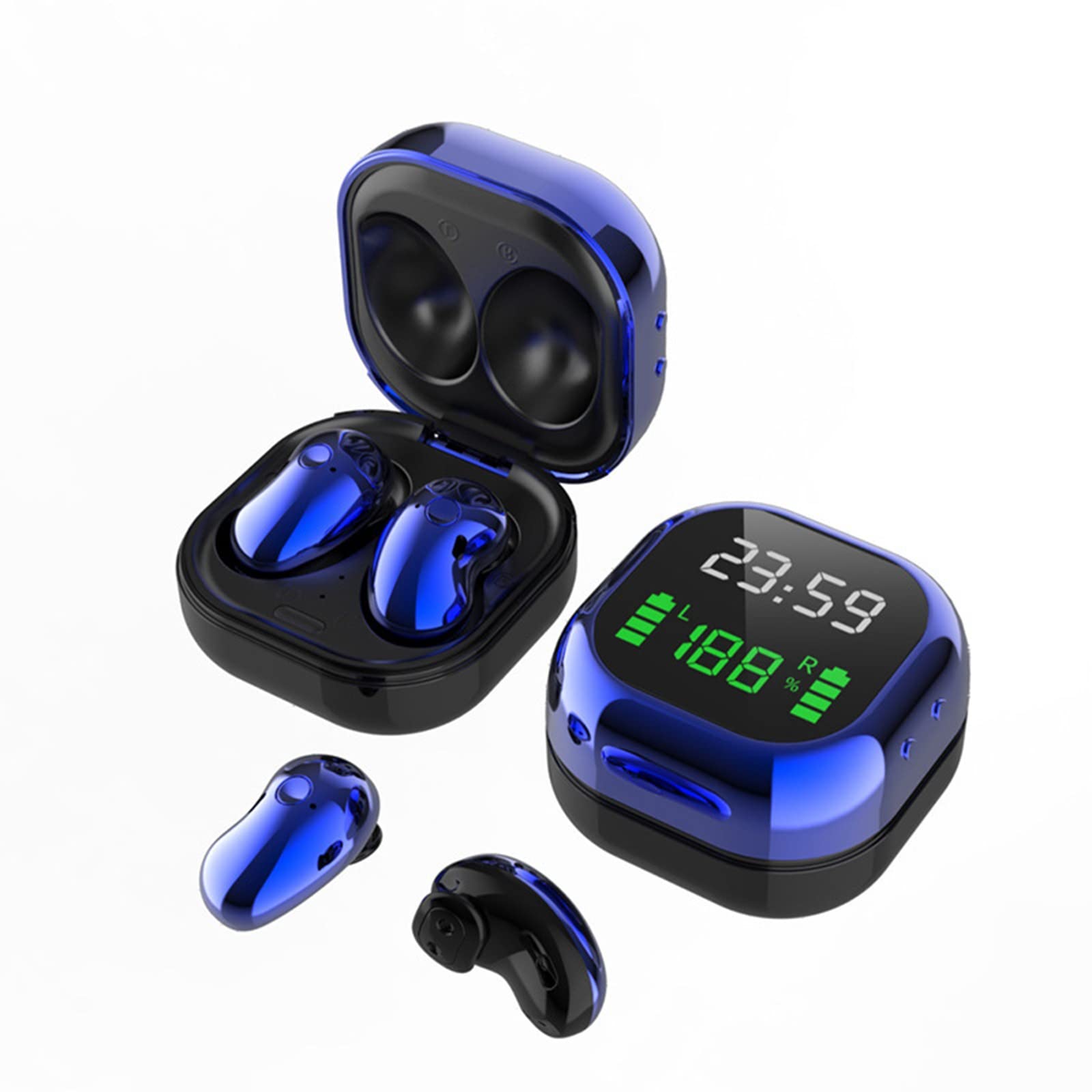 Digital Display Touch-Control Wireless Bluetooth Earphones - in-Ear Light-Weight Stereo Headset with Charging Box - Built-in Microphone Premium Sound Earbuds for Sport Office