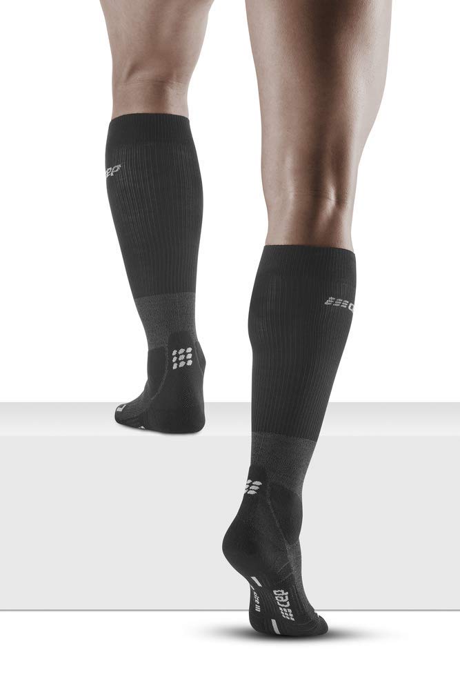 CEP Men's Merino Wool Hiking Tall Knee High Compression Socks, Stonegrey/Grey, Men, III